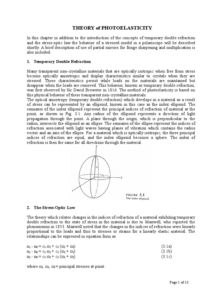 Theory of Photoelasticity (ME-305) | PDF | Elasticity (Physics ...