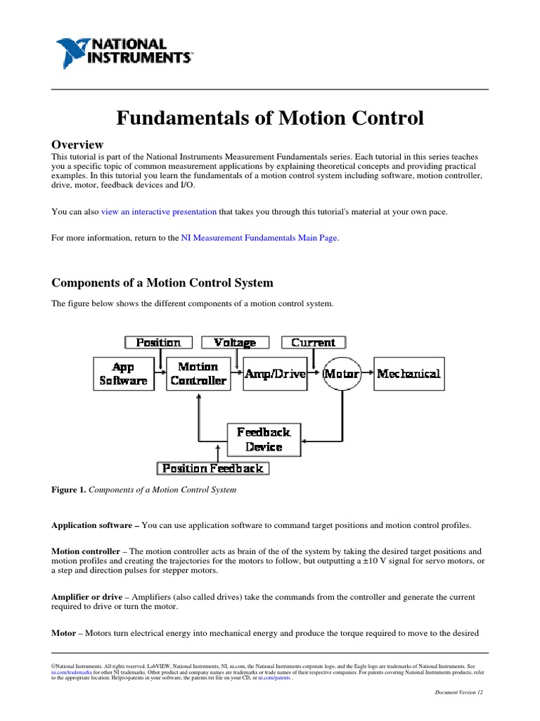 Fundamentals of Motion Control | PDF | Servomechanism | Acceleration