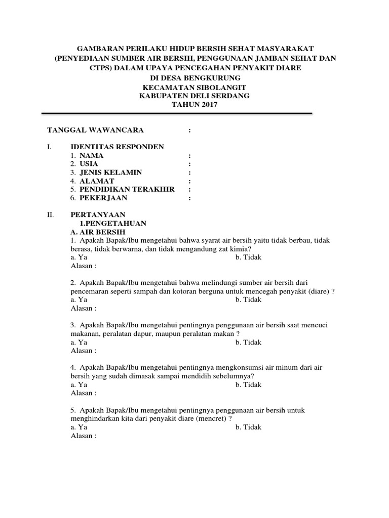 Kuesioner Mini Survei | PDF