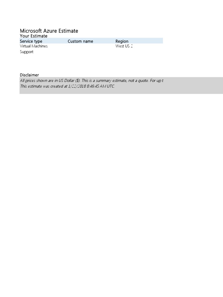 Microsoft Azure Estimate | PDF | Computers