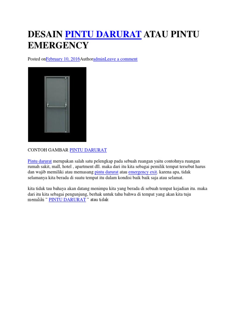 Desain Pintu Darurat Atau Pintu Emergency | PDF