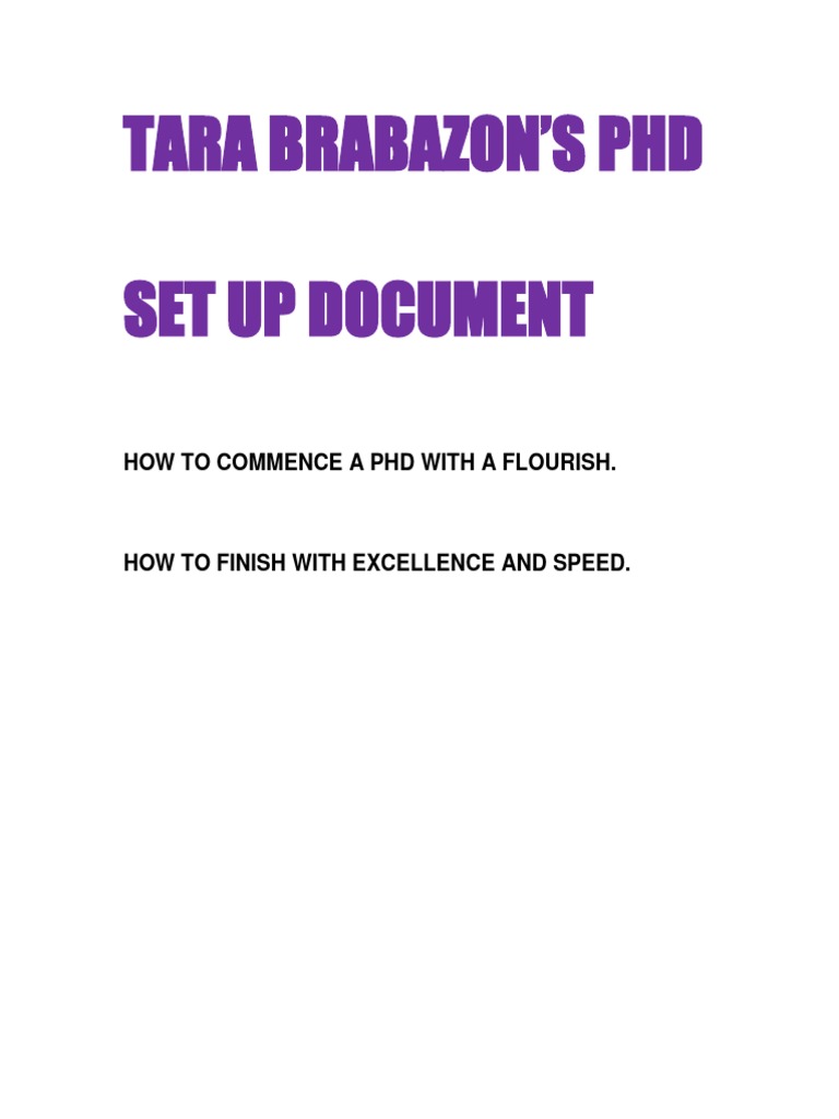 Tara Brabazon PHD Setup Document | PDF | Thesis | Doctor Of Philosophy