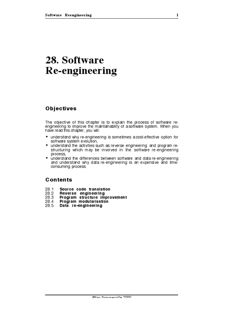 Software Re-Engineering: Objectives | PDF | Computers