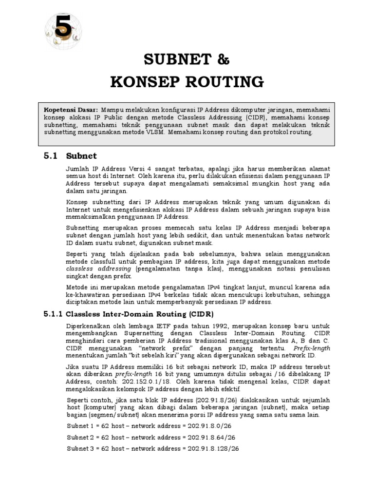 Subnet Dan Konsep Routing | PDF | Griya & Taman | Komputer