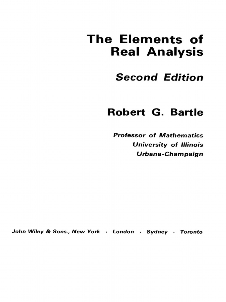 (Robert G. Bartle) The Elements of Real Analysis | PDF