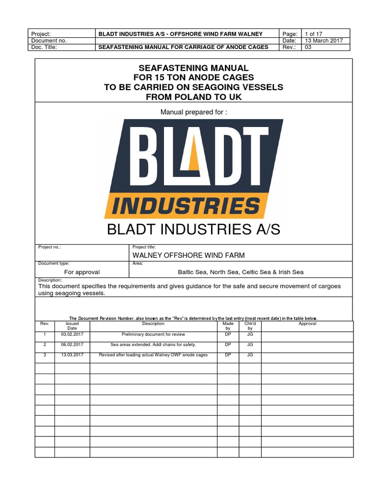 Seafastening Manual For The Carriage of Anode Cages On Seagoing Vessels ...