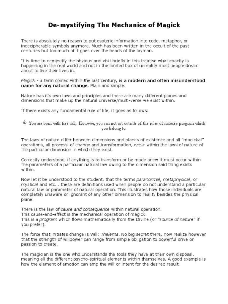 De-Mystifying The Mechanics of Magick | PDF | Idea | Magick (Thelema)