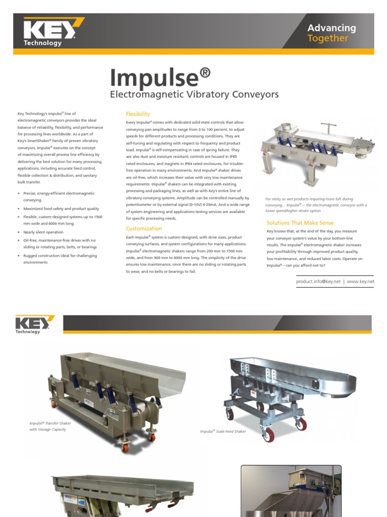 Impulse: Electromagnetic Vibratory Conveyors | PDF | Bearing ...