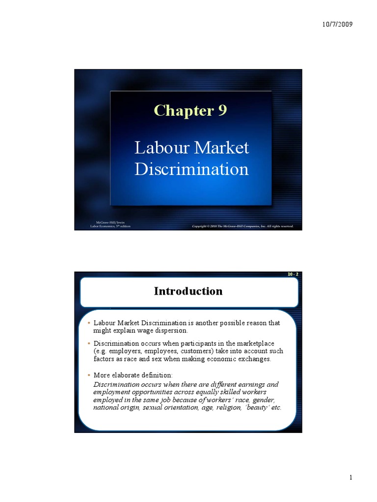 Labour Market Discrimination: Mcgraw-Hill/Irwin Labor Economics, 5 ...