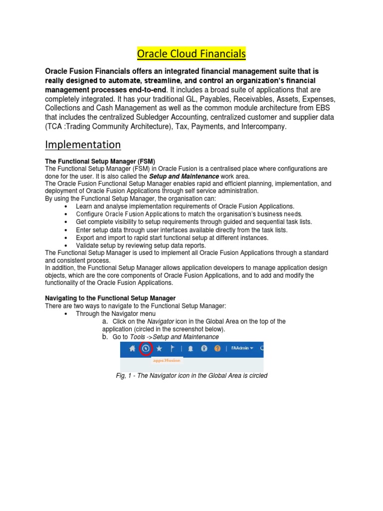 Fusion Financials Implementation Guide | PDF | Receipt | Invoice