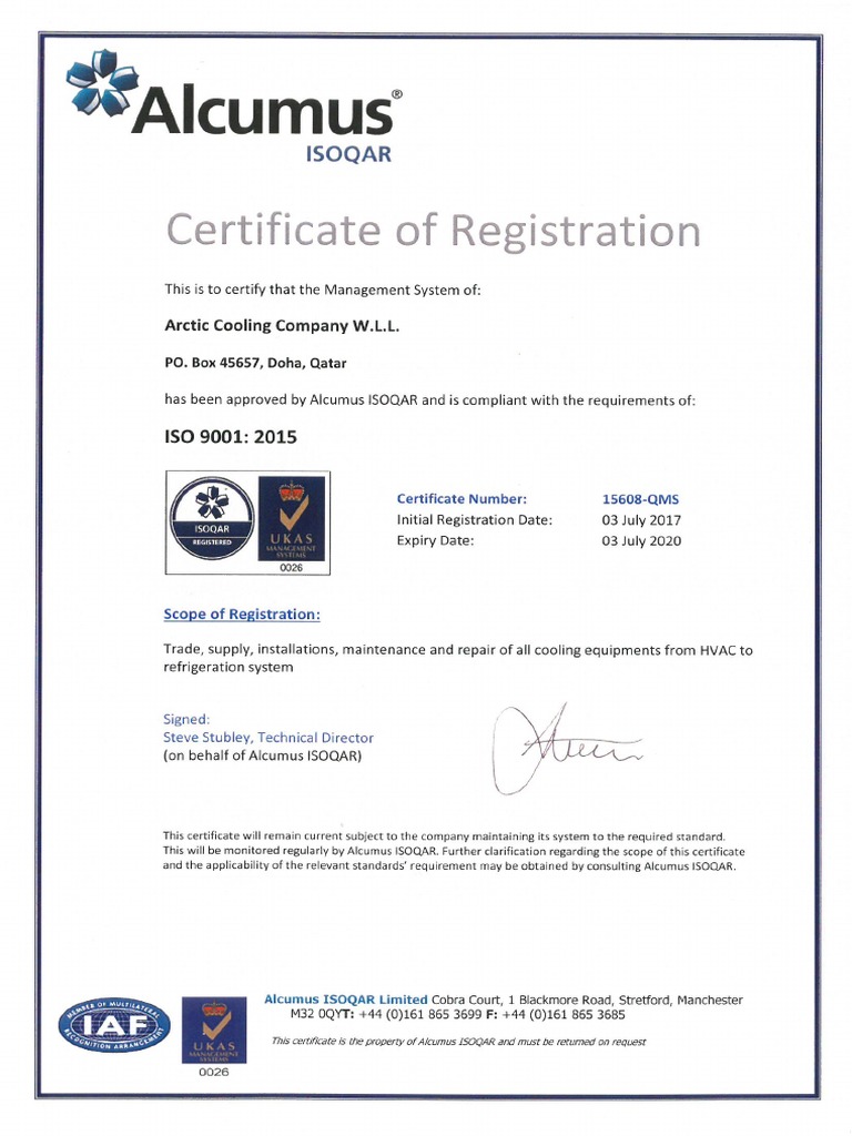 Iso 9001-2008 - 2015 Certificate PDF | PDF
