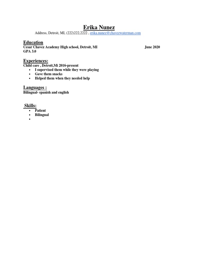 Erika Nunez: Education | PDF