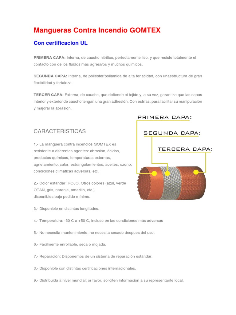 Mangueras Contra Incendio GOMTEX | PDF | Caucho natural | Investigación y desarrollo