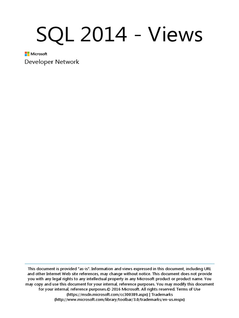 Sql 2014 Views Download Free Pdf Microsoft Sql Server Database