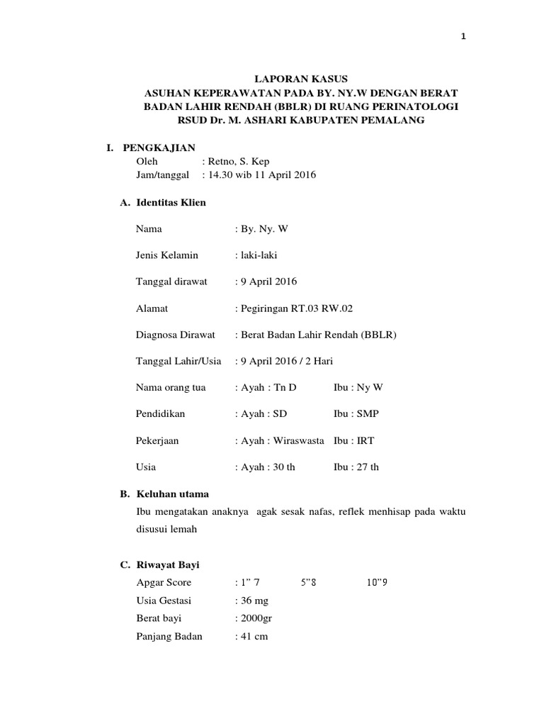 Laporan Kasus Askep BBLR | PDF