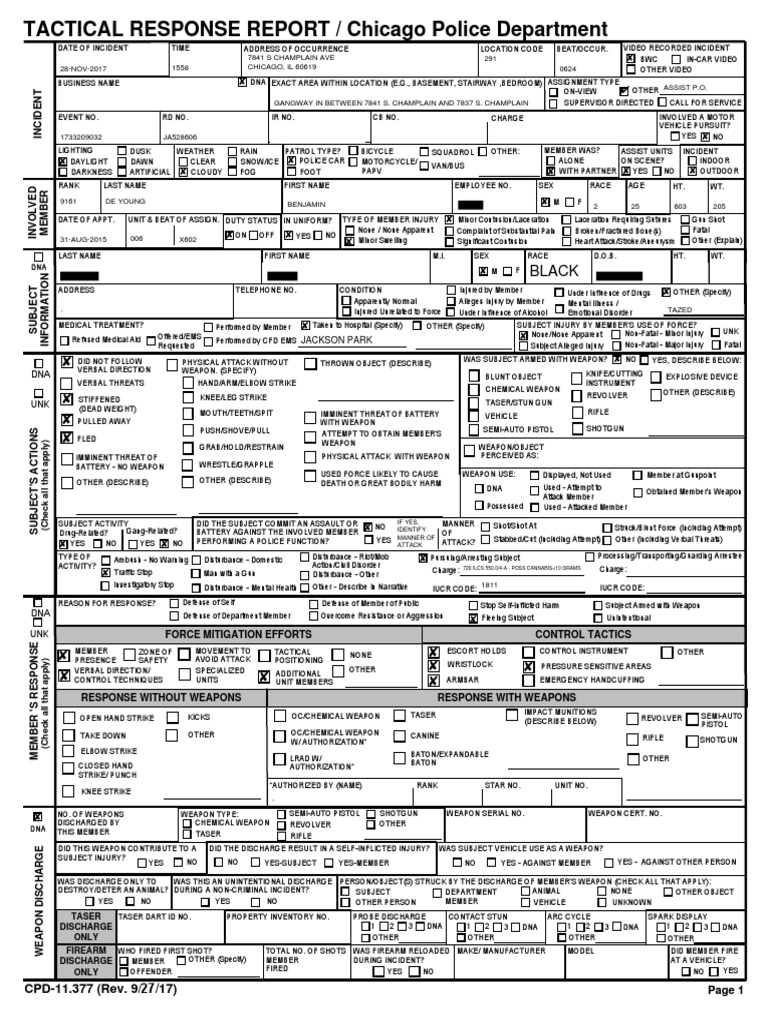 Tactical Response Report DeYoung | PDF | Taser | Chicago Police Department