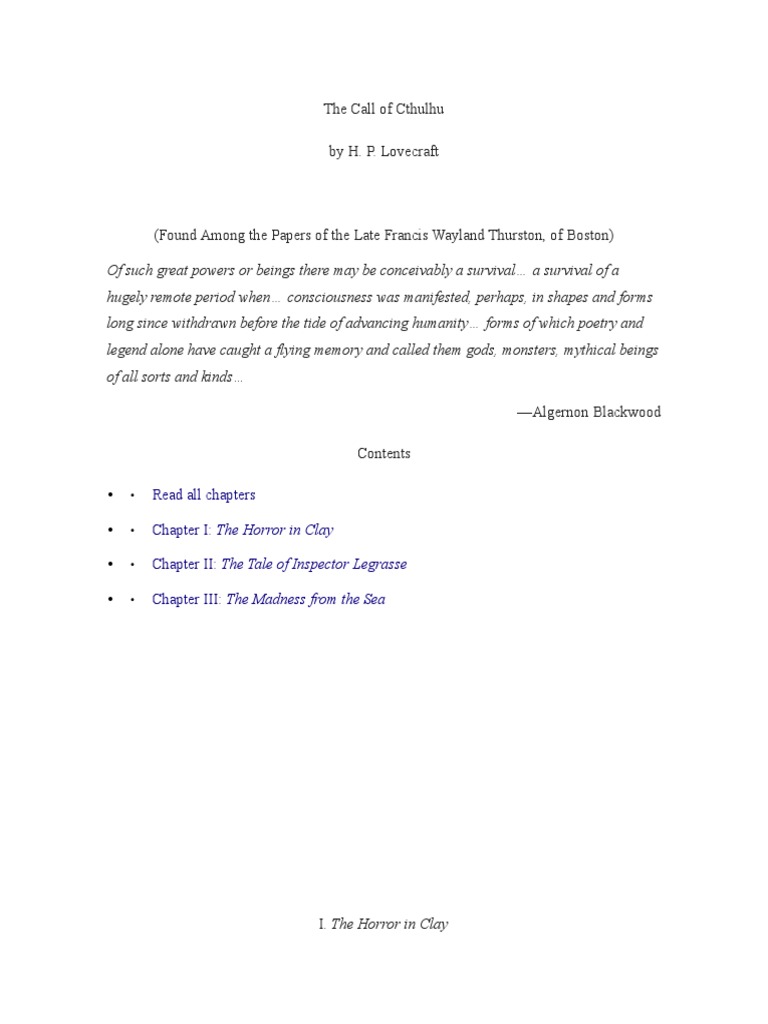 The Call of Cthulhu | PDF | Cthulhu | Dream