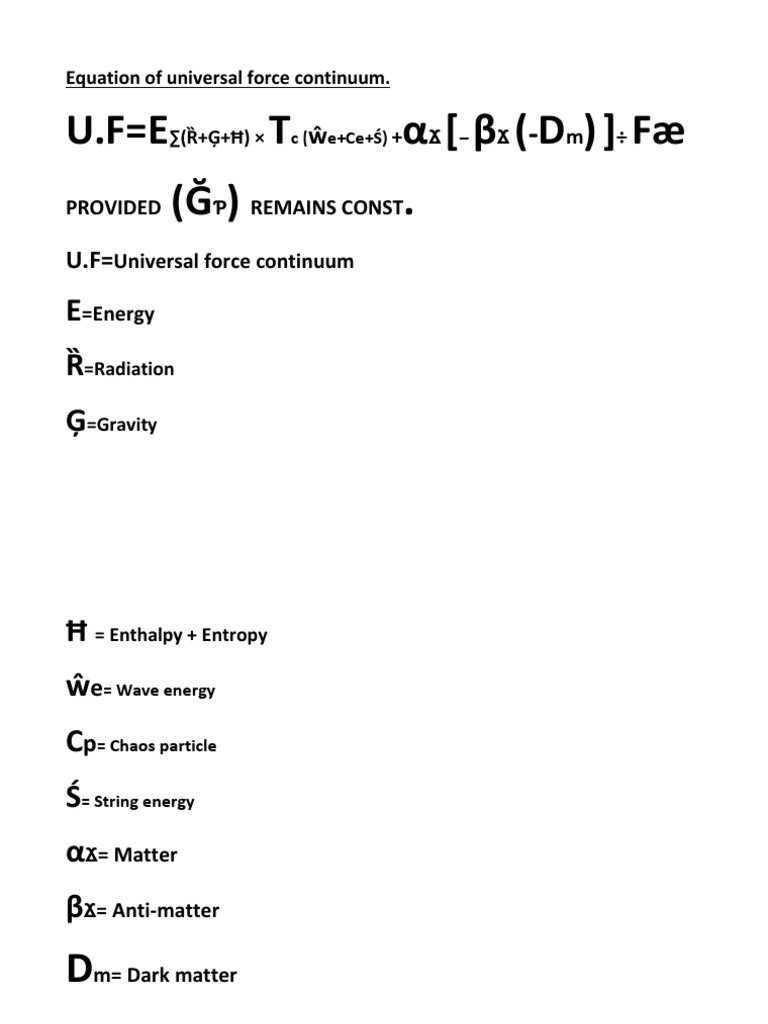 Equation of Universal Force Continuum | PDF | Teaching Methods ...