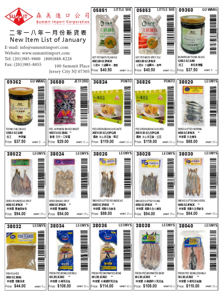 Jan2018 New Item List | PDF | Foods | Nature