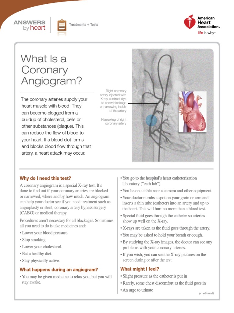 What Is A Coronary Angiogram?: Heart | PDF | Angiography | Angiology