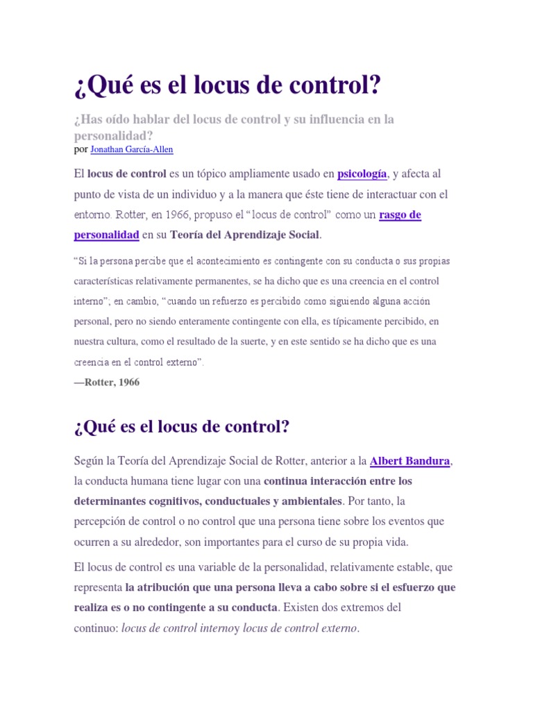 Qué Es El Locus de Control | PDF | Depresión (estado de ánimo ...