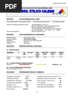 Ficha Tecnica y Hoja de Seguridad Alcohol Etilico Al 96% | PDF | Seguridad y salud ocupacional ...