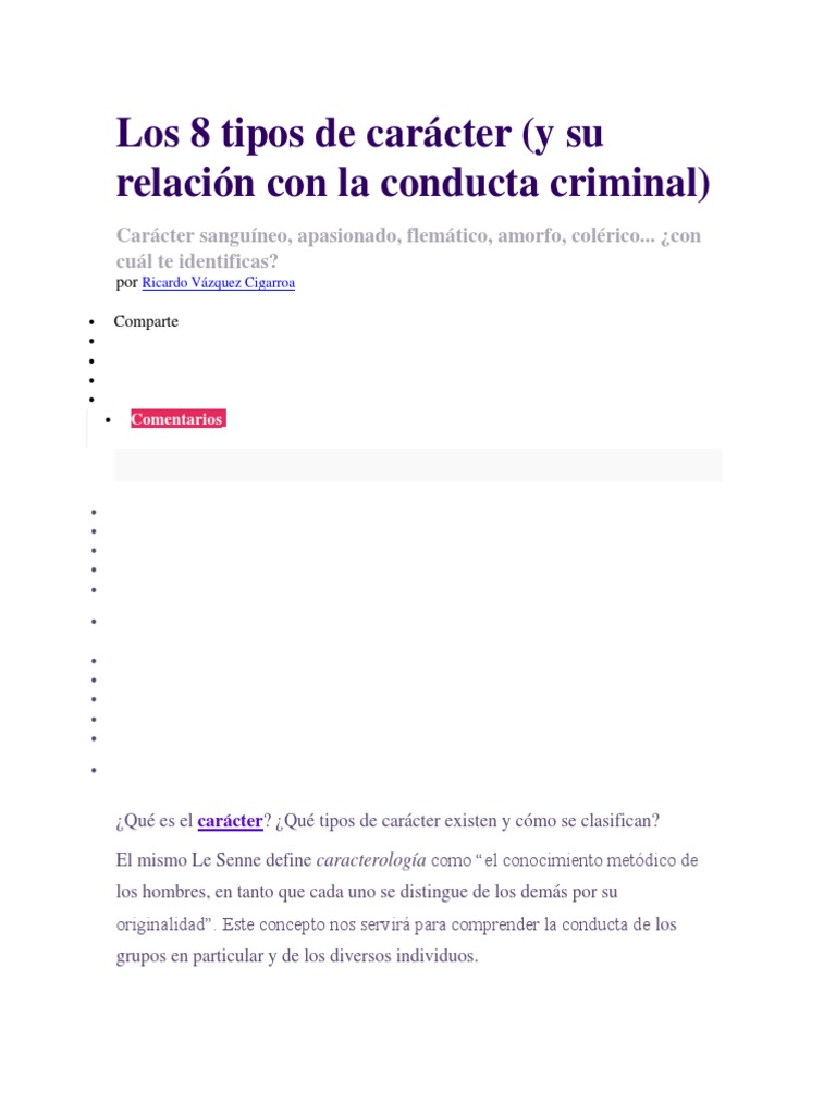 Los 8 Tipos de Carácter | PDF | Criminología | Delito
