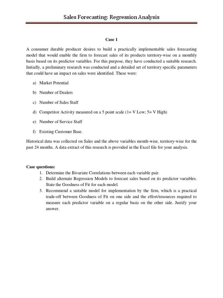 Sales Forecasting with Regression | PDF | Regression Analysis | Forecasting