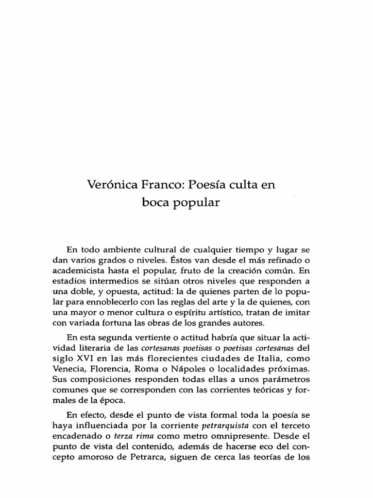 DIAZ, F - La Poesia de Veronica Franco | PDF | Poesía | Amor
