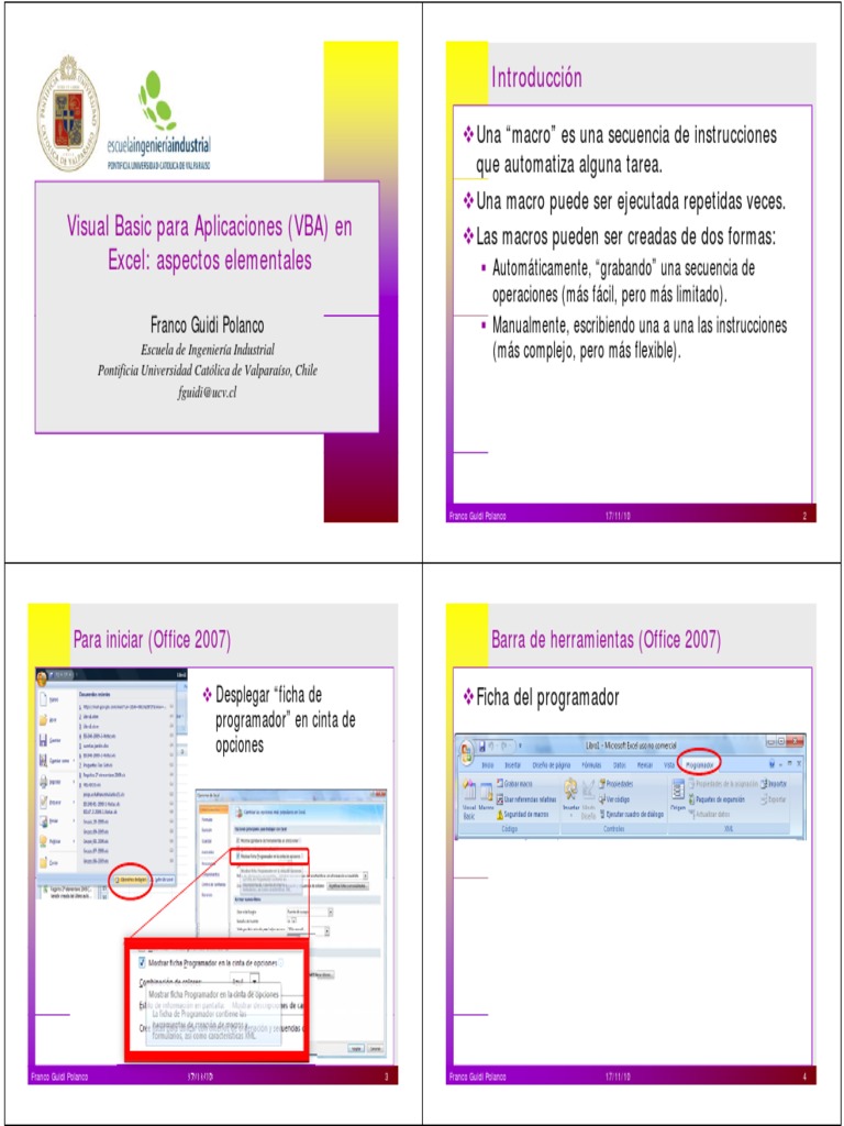 VisualBasicExcel Subprocedures PDF | PDF | Macro (informática) | Visual Basic para Aplicaciones