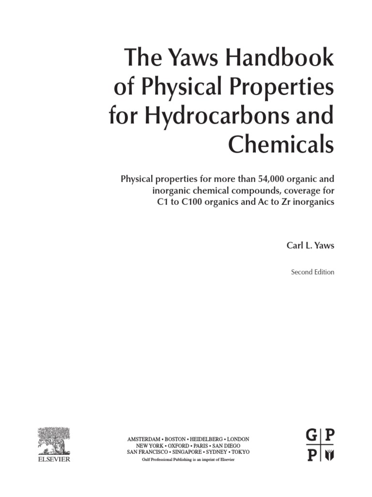 The Yaws Handbook of Physical Properties For Hydrocarbons and Chemicals ...