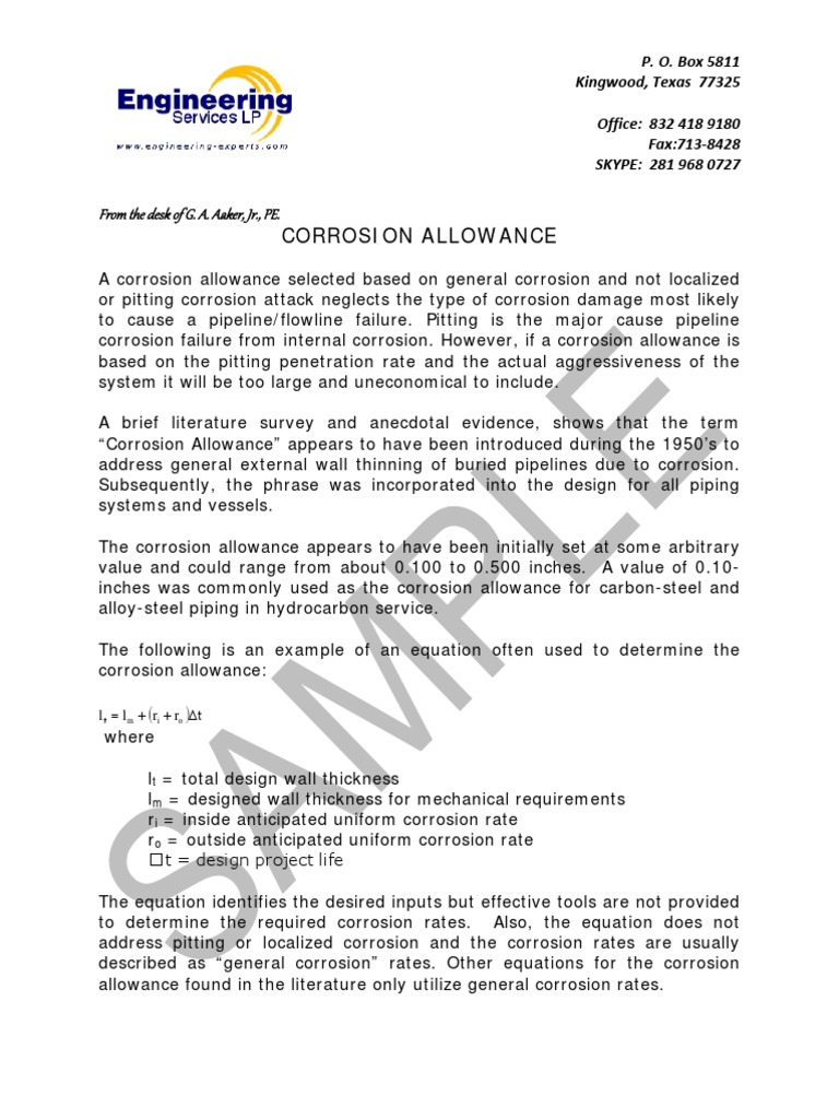 Definition of Corrosion Allowance | PDF | Corrosion | Chemistry