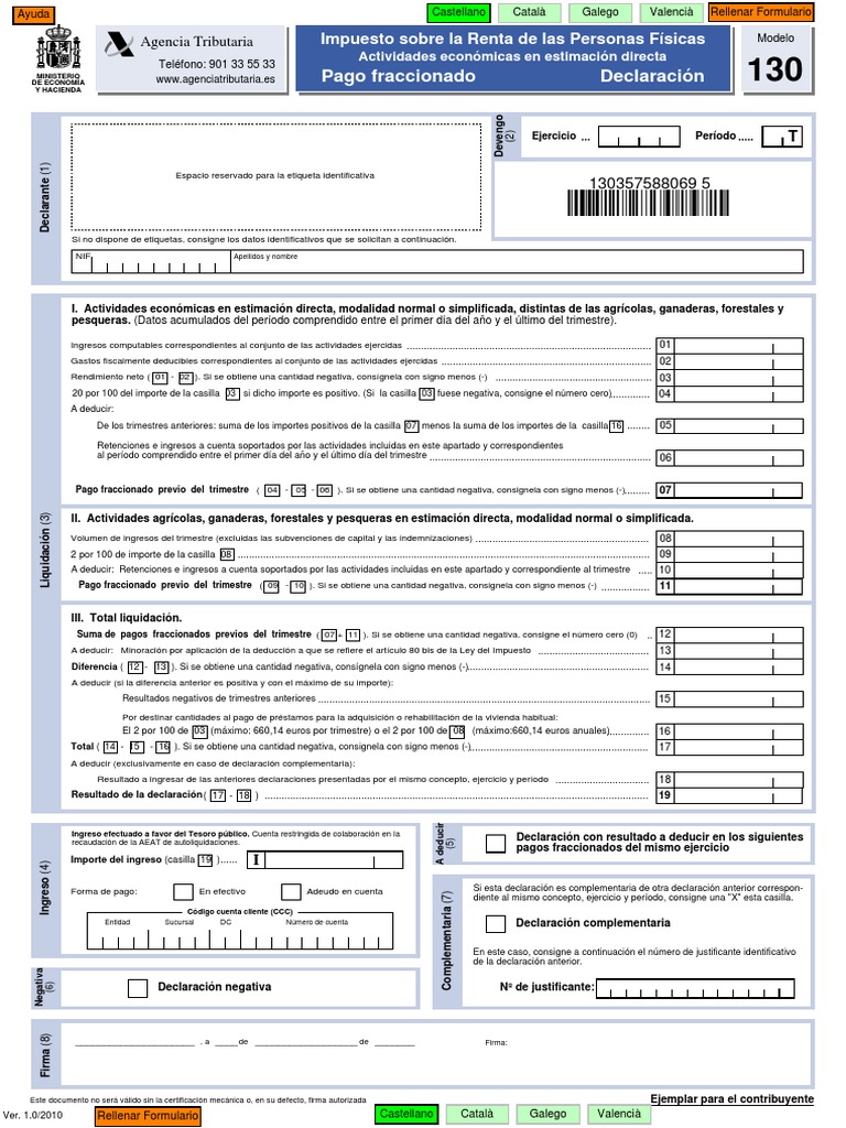 Modelo 130 | PDF | Finanzas del gobierno | Impuestos