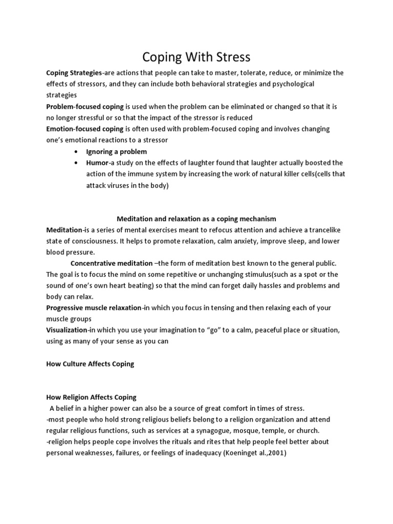 Coping With Stress | PDF