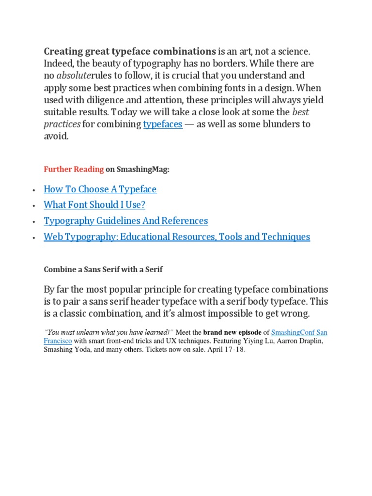 Creating Great Typeface Combinations Is An Art, Not A Science | Download Free PDF | Typefaces ...