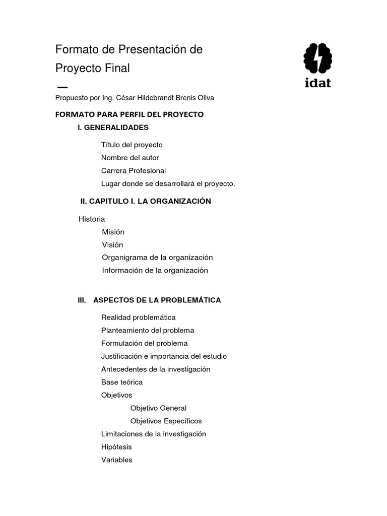 Formato de Proyecto Final | PDF | Producto (Negocio) | Mercado (economía)