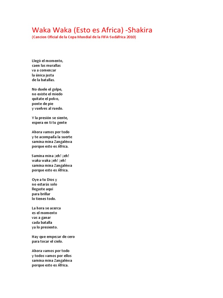 Waka Waka Shakira | PDF