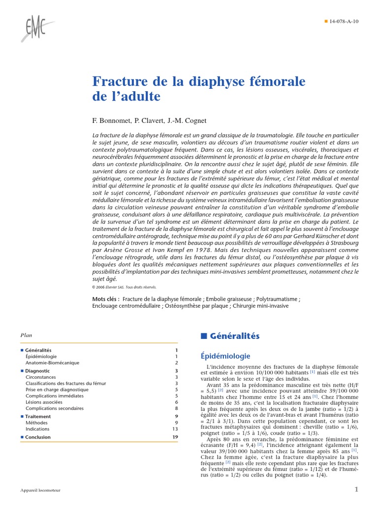 Fracture de La Diaphyse Fémorale de L'adulte | PDF | Médecine clinique ...