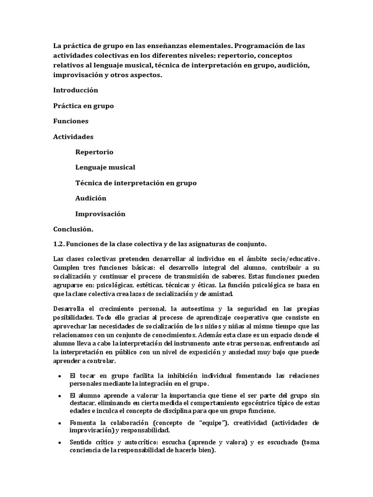 La Práctica de Grupo en Las Enseñanzas Elementales | PDF | Ritmo | Aprendizaje