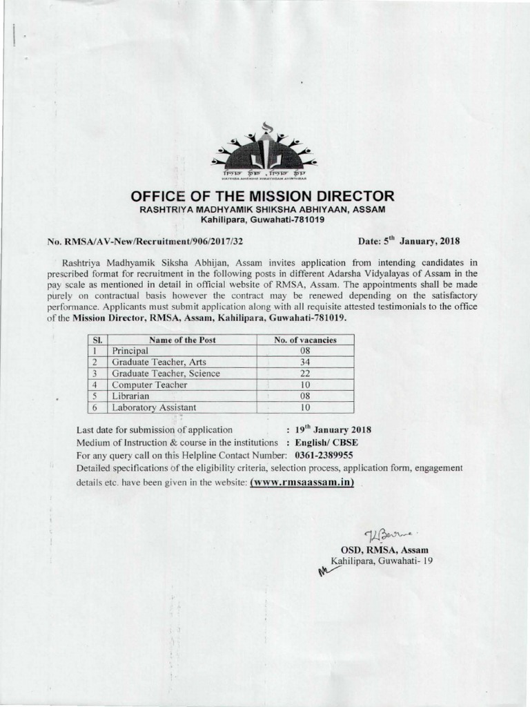 RMSA Assam Advt.... | PDF | Academic Degree | Qualifications