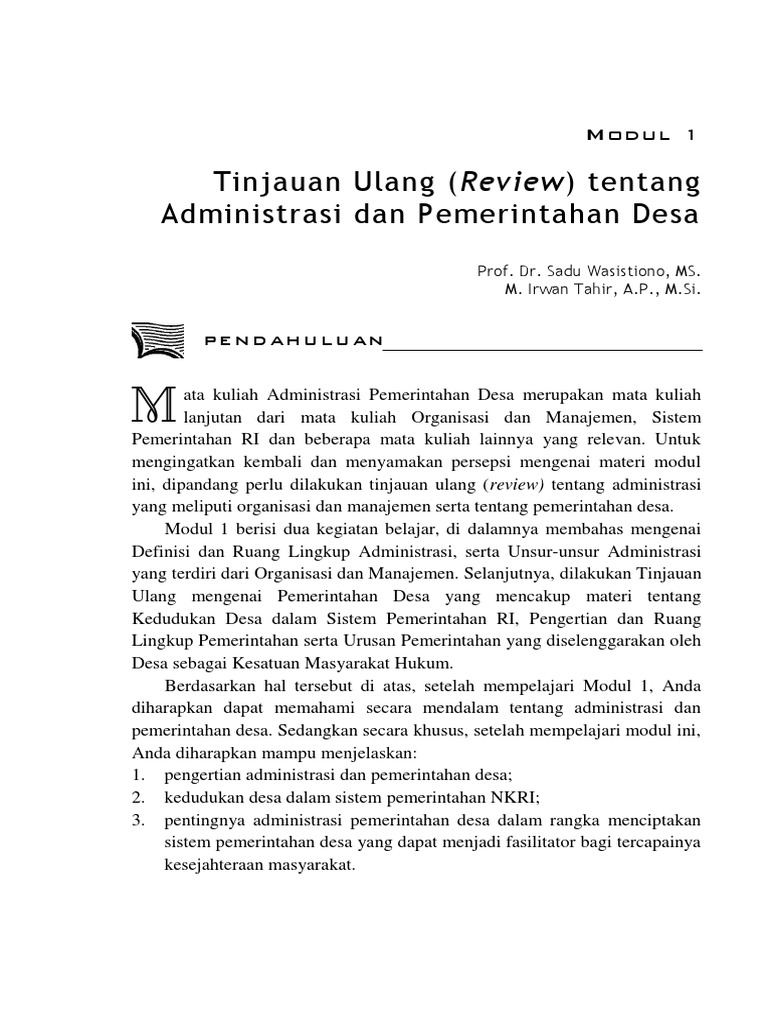 ADPU4340 – Administrasi Pemerintahan Desa – Perpustakaan Digital | PDF