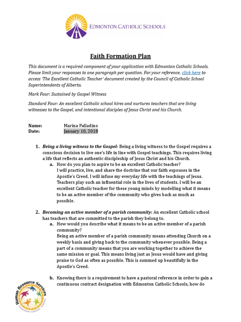 Faith Formation Plan | PDF | Disciple (Christianity) | Catholic Church