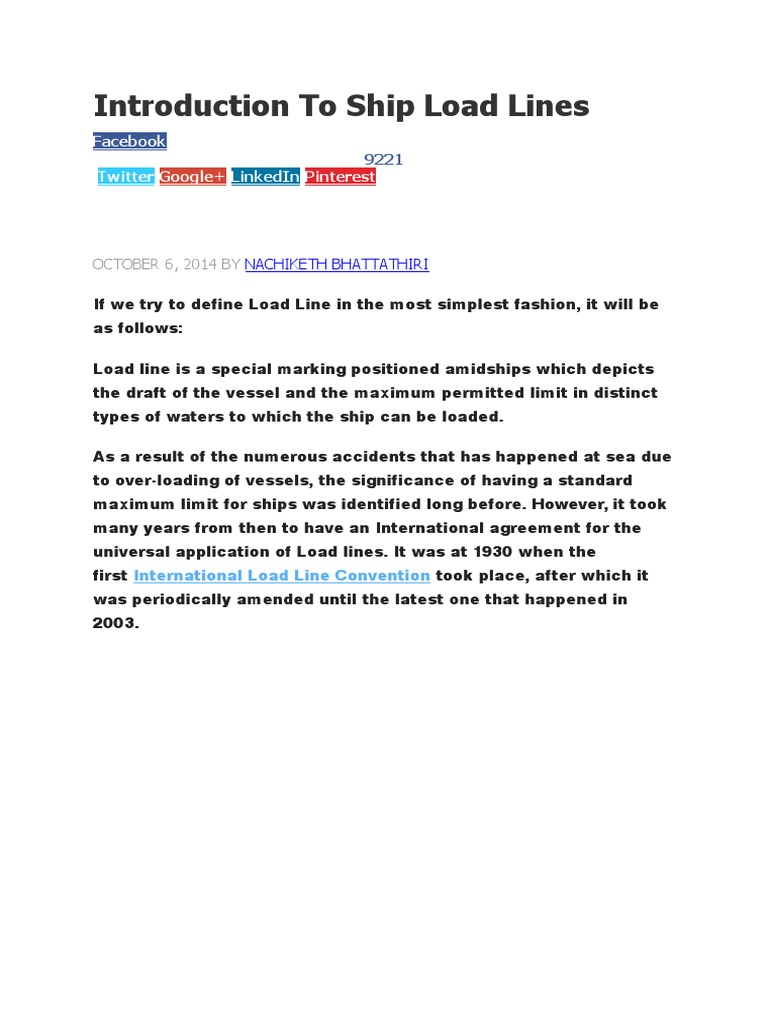 Ship Load Lines: Purpose & Types | PDF | Watercraft | Shipping