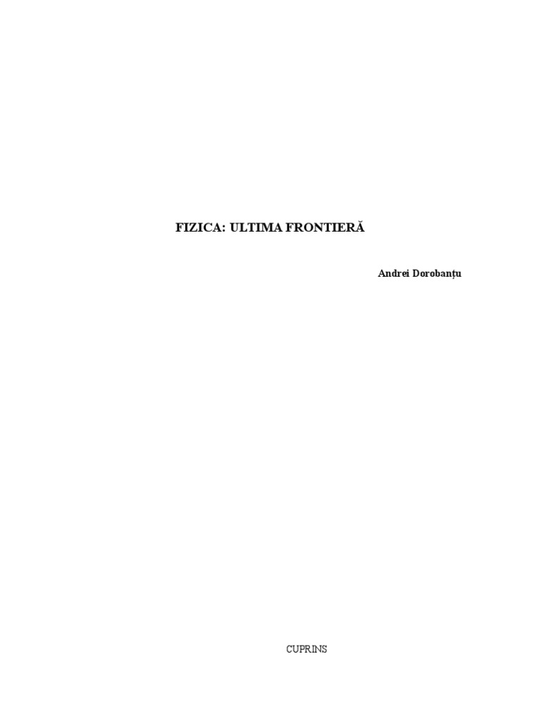 Fizica-Ultima Frontiera | PDF