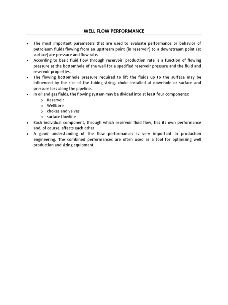 Well Flow Performance | PDF