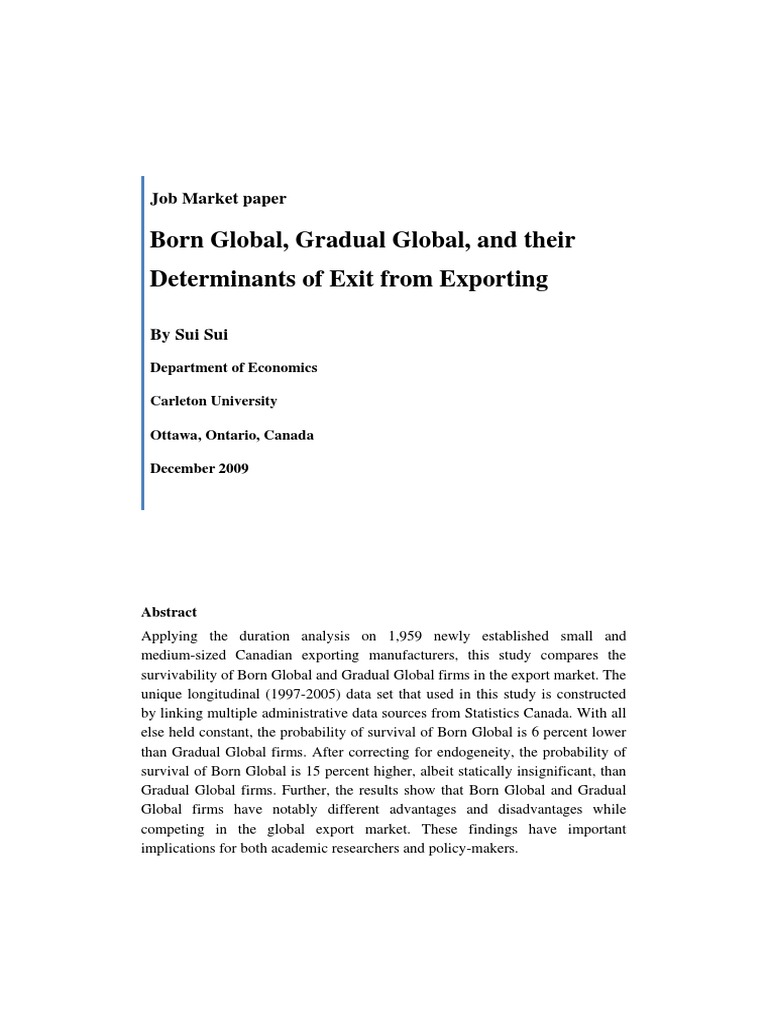 Born Global Determiannte Ecist | PDF | Internationalization | Labour ...