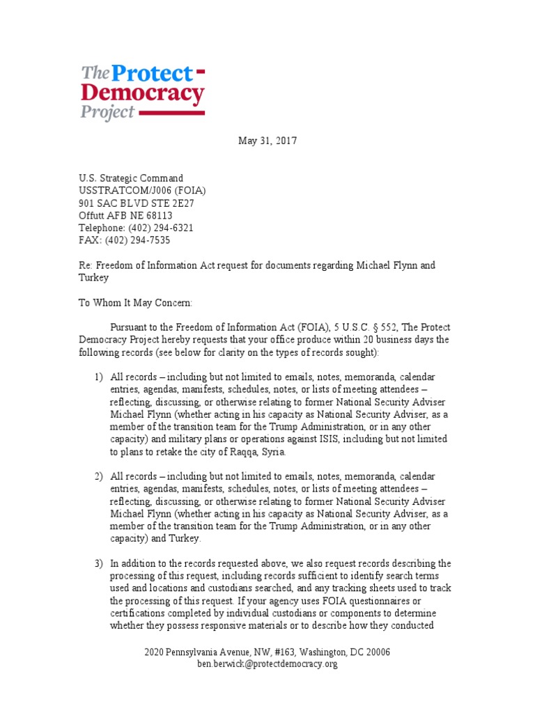 FOIA Response From DOD's U.S. Strategic Command About Michael Flynn's ...