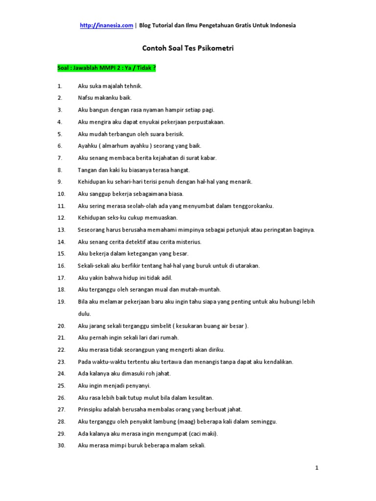 Contoh Soal Tes Psikometri | PDF