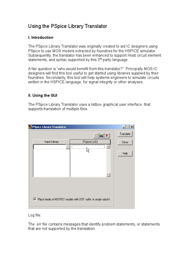 Using The PSpice Library Translator | PDF | Mosfet | Bipolar Junction ...