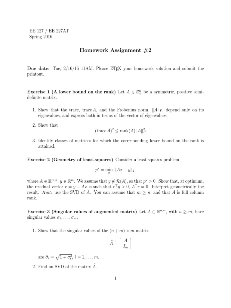 Optimization Models: Exercises 2 | PDF | Matrix (Mathematics ...